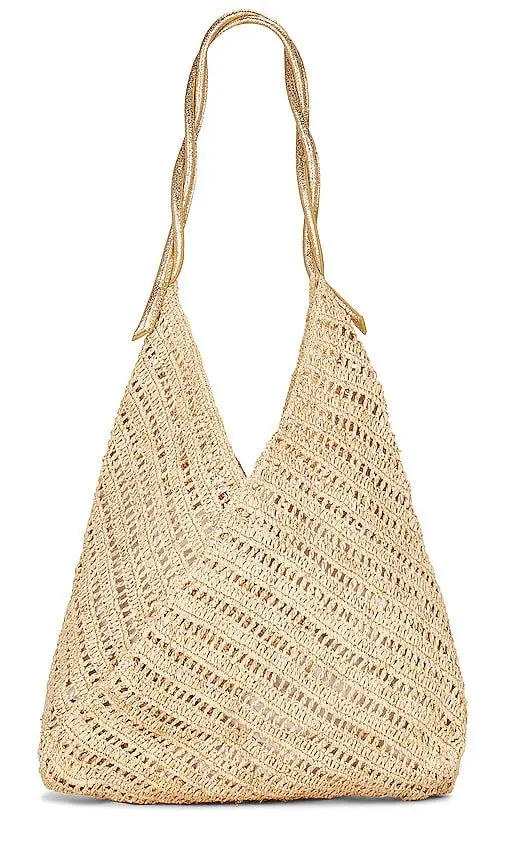 Florabella Panama Lux Raffia Bag In Natural & Gold - 6% Off